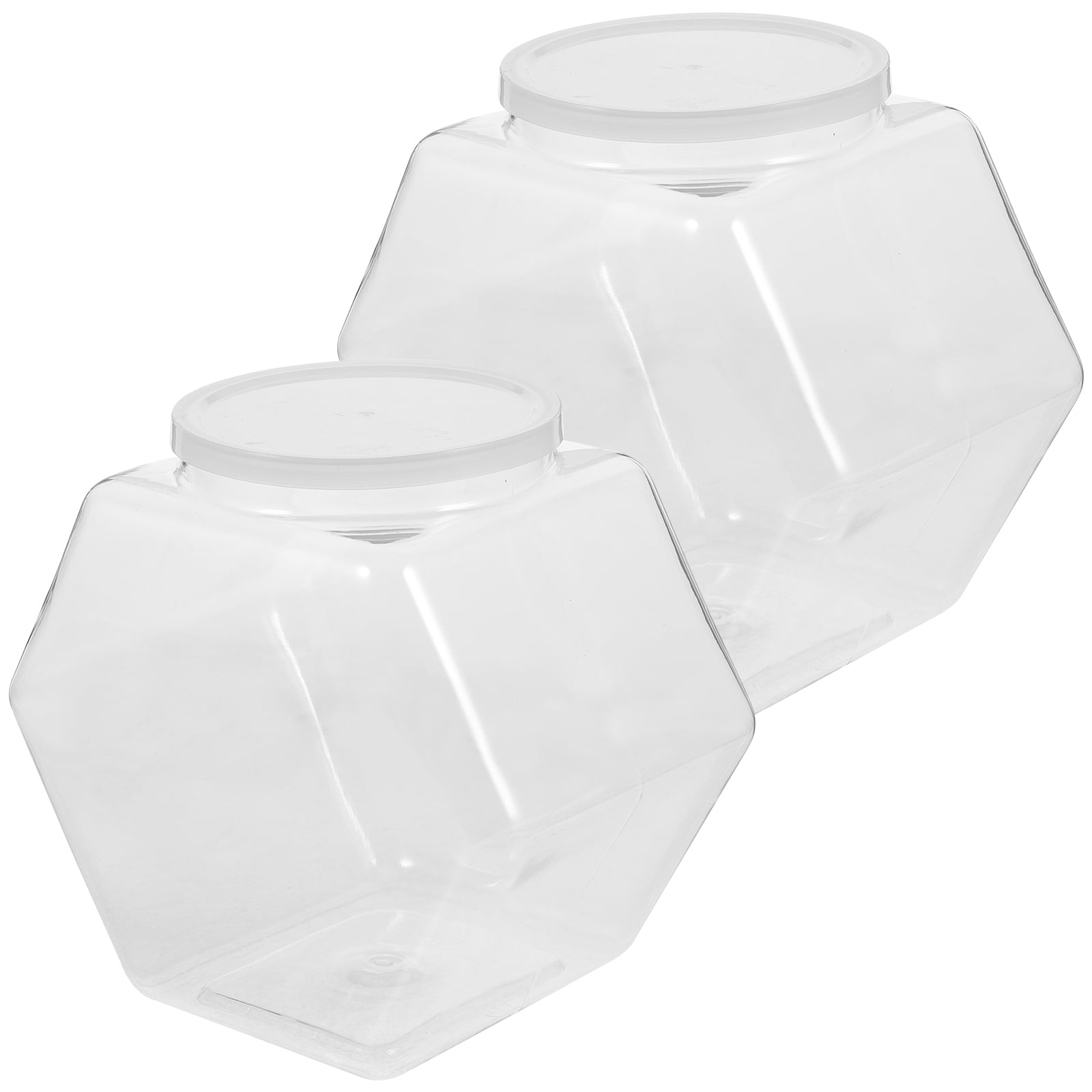 Brandonz 2pcs Plastic Candy Jars Cookie Containers Clear Hexagon Candy ...