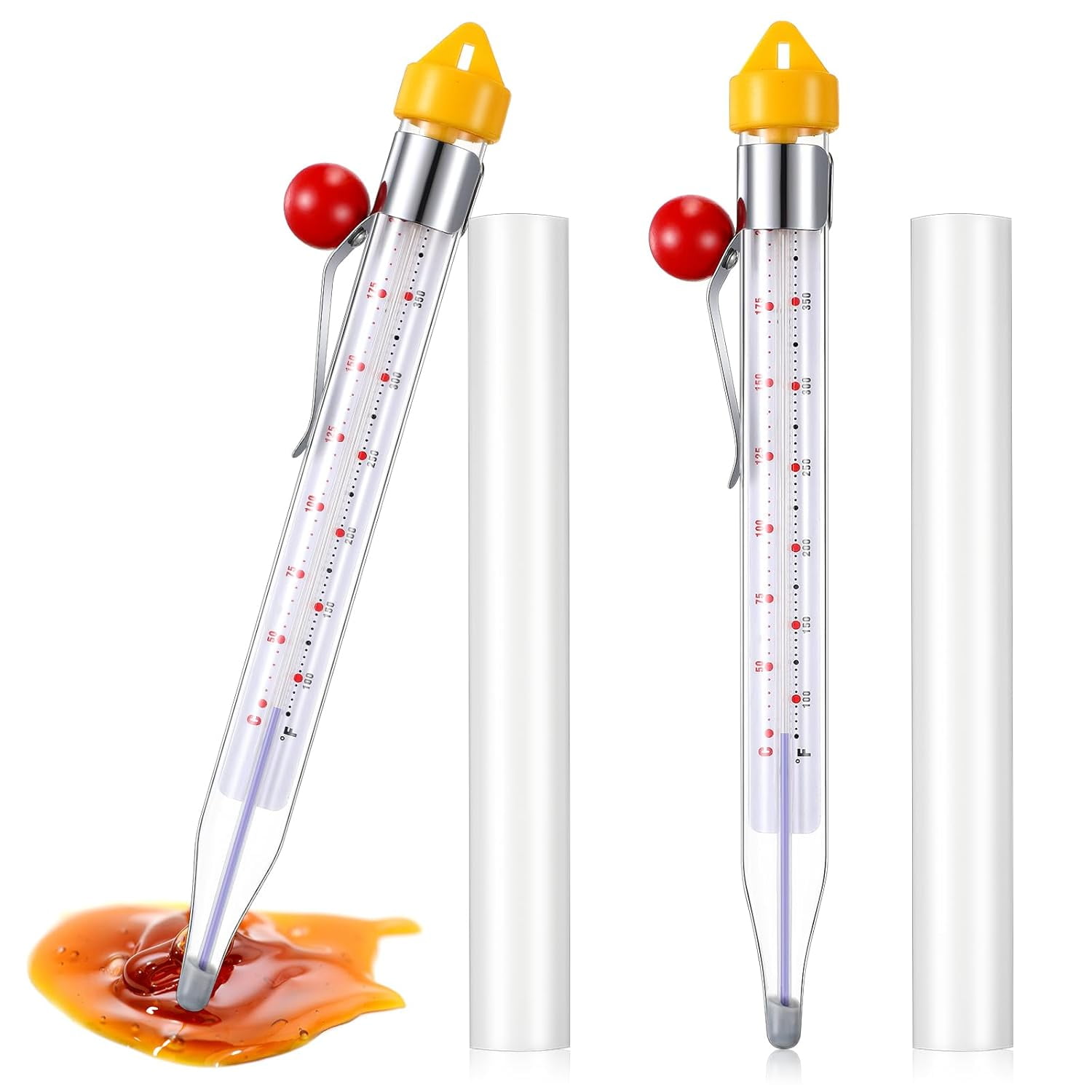 2 Pcs Candy Thermometer with Pot Clip Deep Fry Oil Thermometer Instant ...