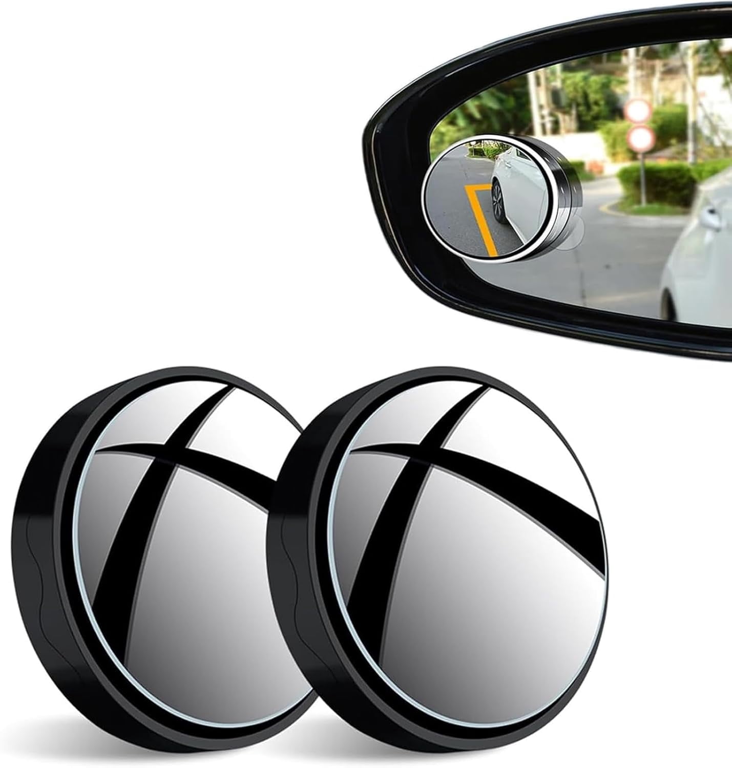 2 Pcs Car Blind Spot Mirrors Round Rear View Mirrors Frameless HD Glass ...