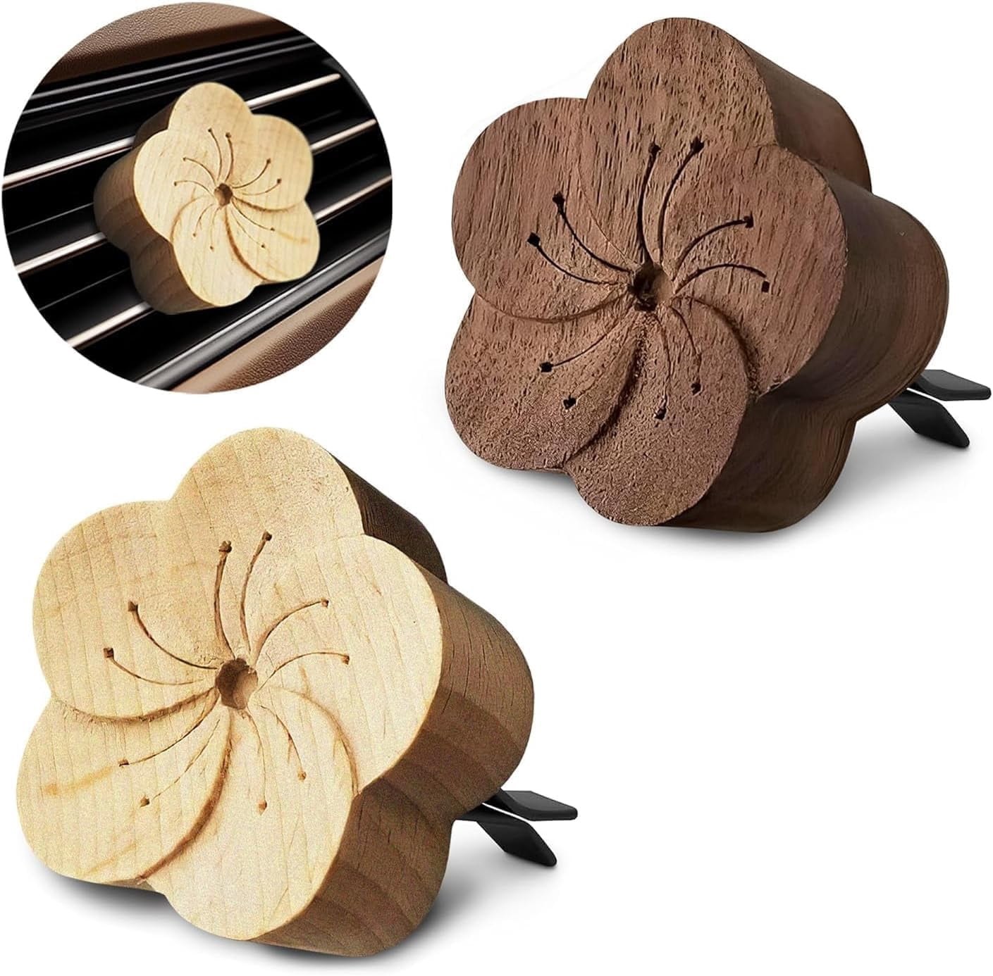 2 Pcs Car Diffusers for Essential Oils – Wooden Car Essential Oil ...