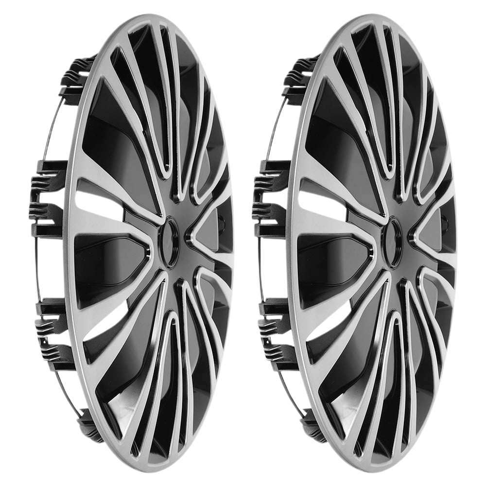 OFFIGAM 2Pcs Car Hubcaps Silver Decorative Wheel Rim Covers Durable PP ...