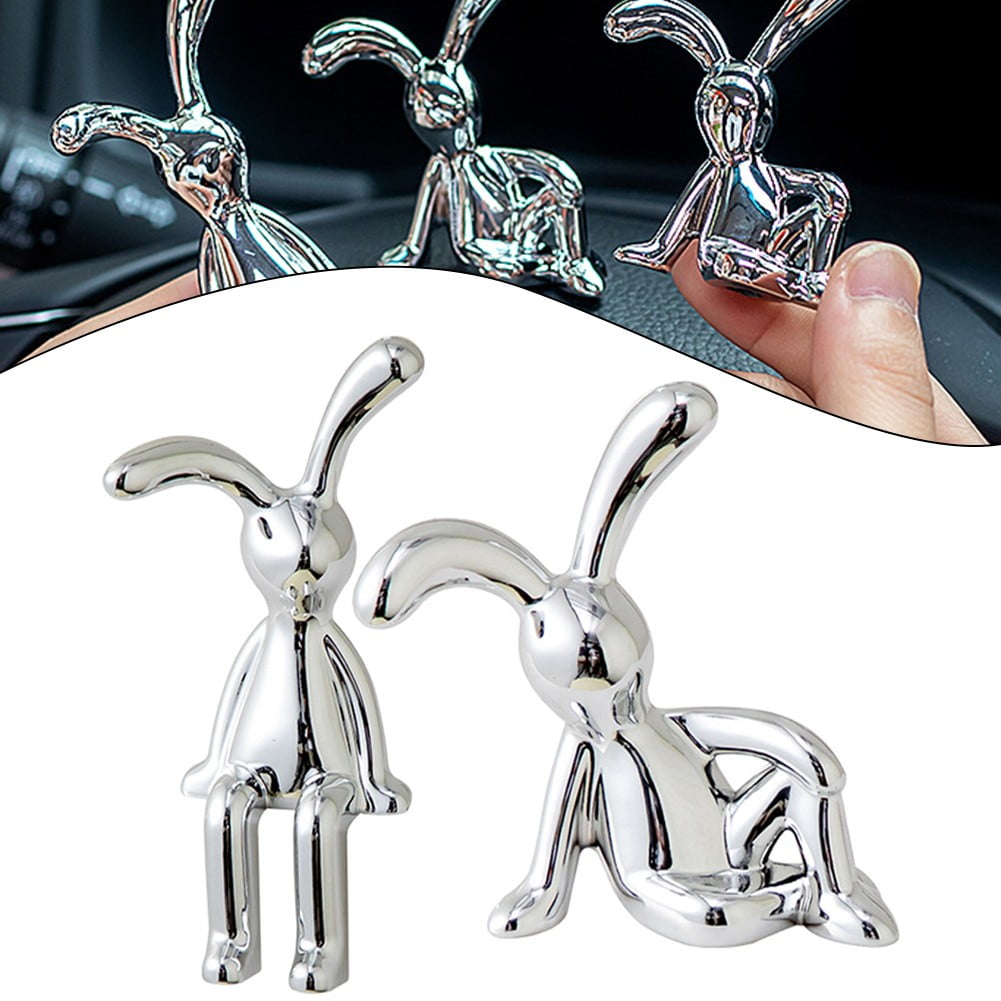 2 Pcs Car Rabbit Ornament Cartoon Animal Center Console Interior Decor ...