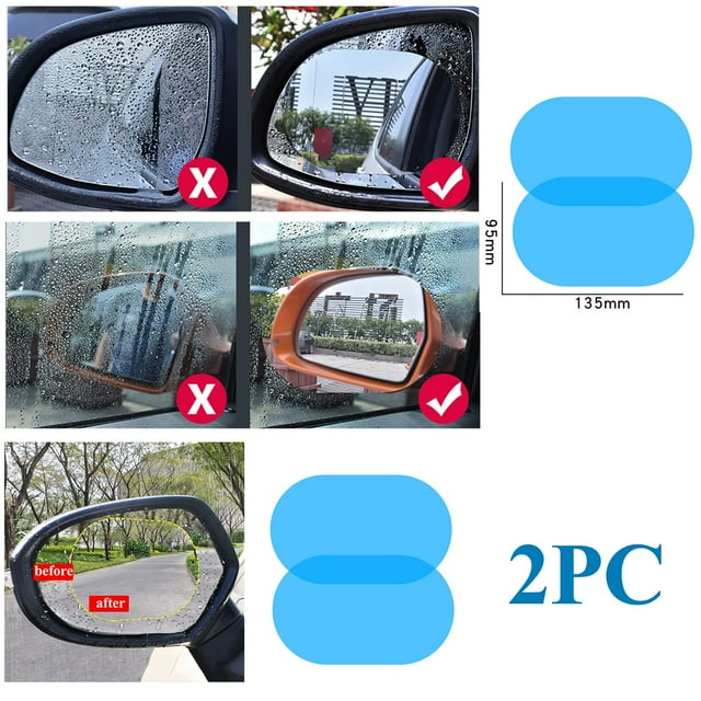 2 Pcs Car Rearview Mirror Film Rainproof Waterproof Mirror Film Anti ...