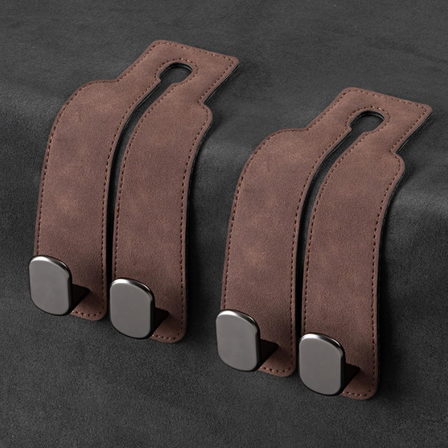 2 Pcs Car Seat Hooks, Kvago Leather Car Seat Headrest Double Hooks ...
