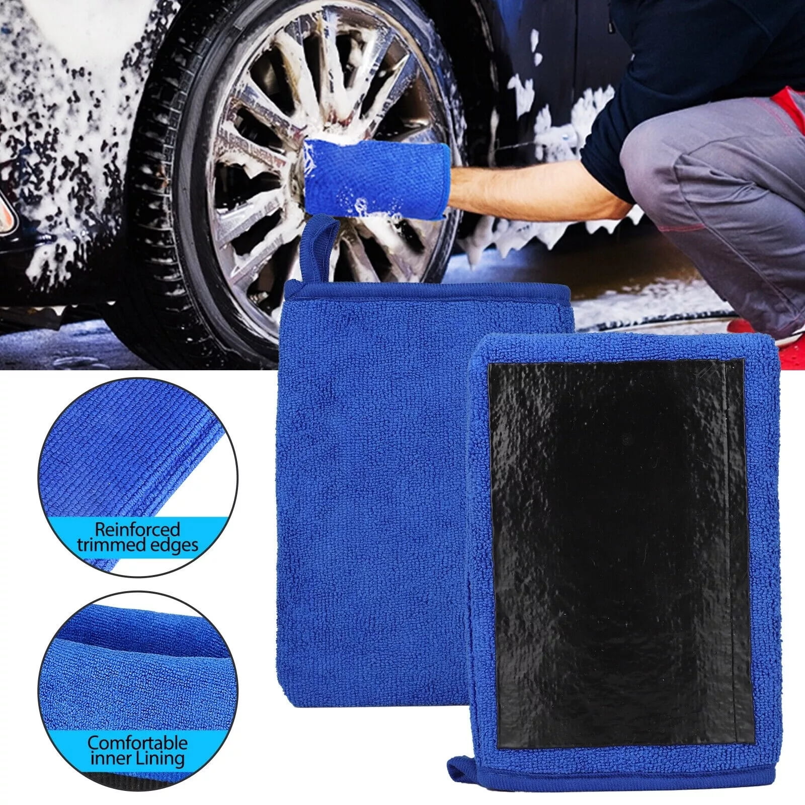 2 Pcs Car Wash Mitt Microfiber Clay Bar Towel Reusable Clay Bar Glove ...