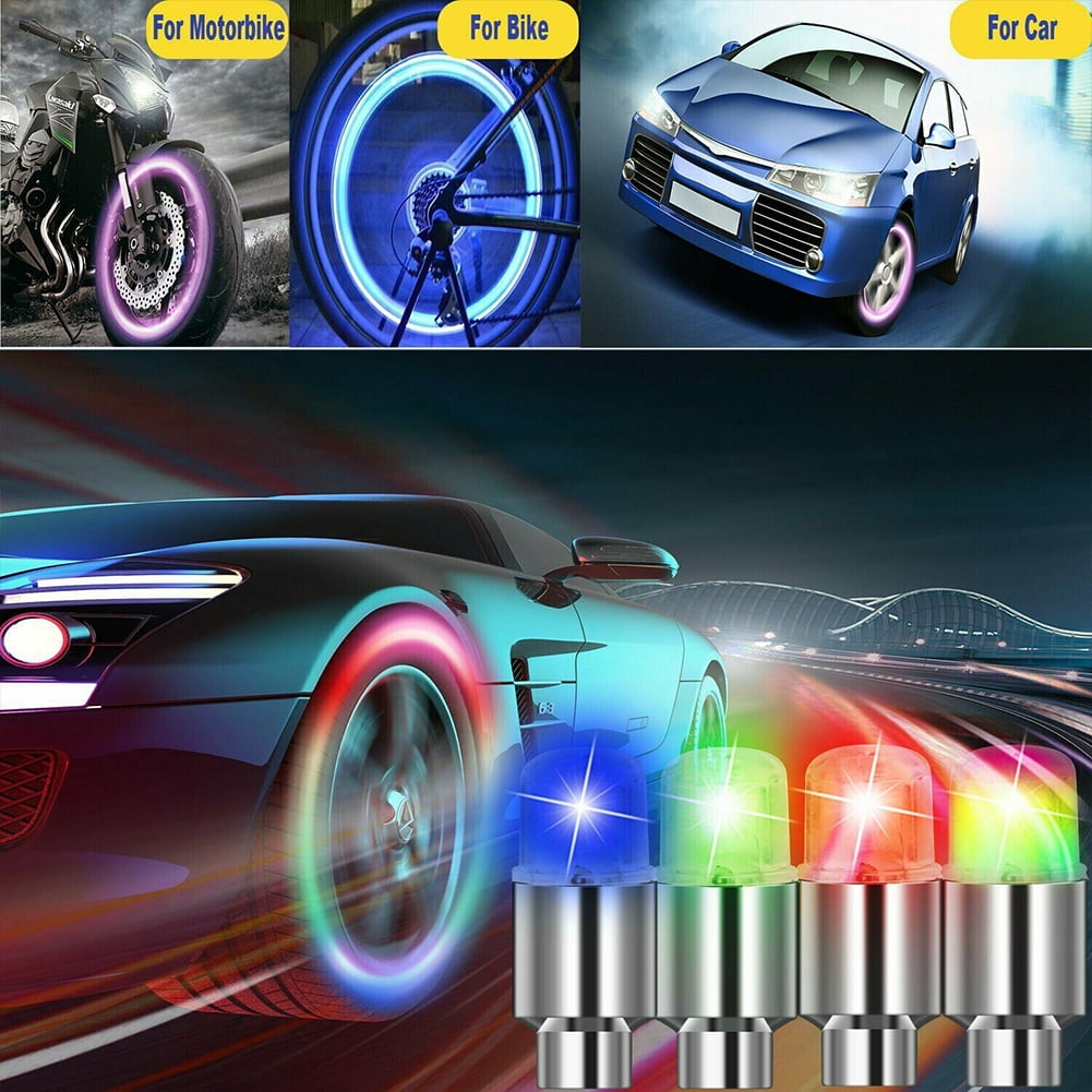 2 Pcs Car Wheel Tire Led Light Colorful Equipment Valve Lamp Air Valve ...