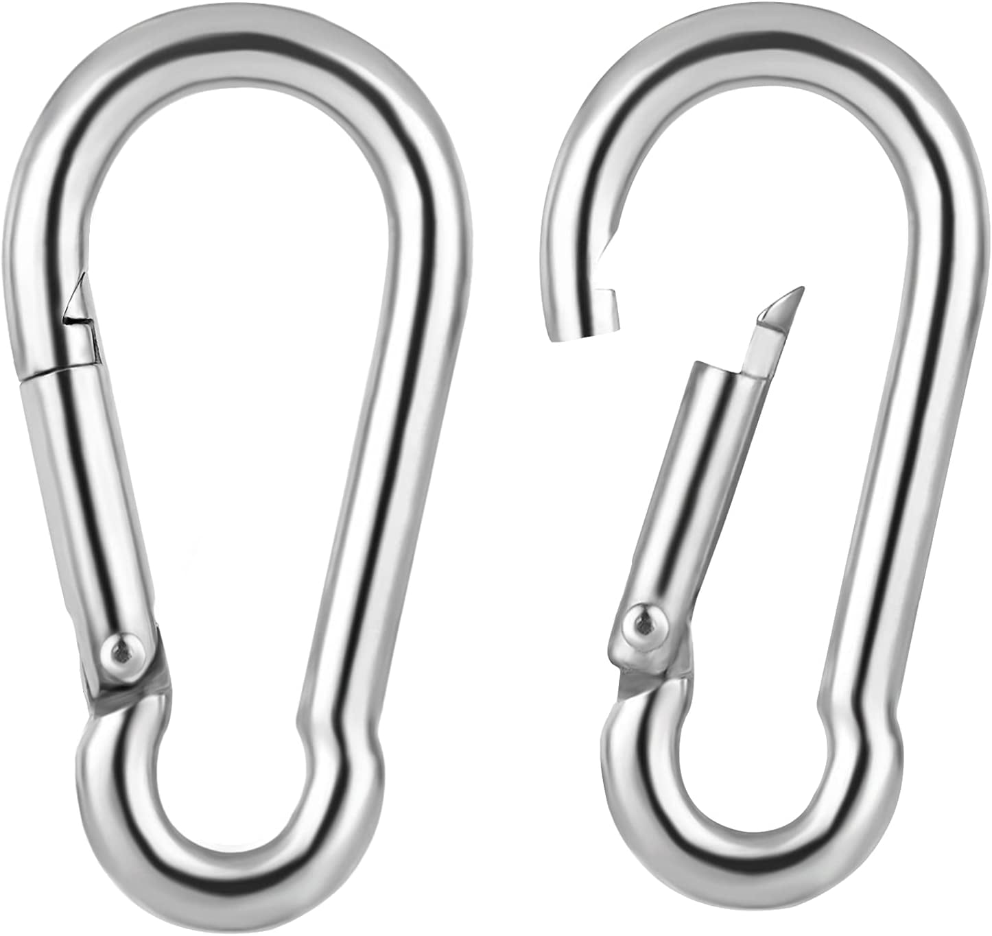 2 Pcs Carabiner Clips Spring-Snap Hook M8 3.1 Inch Quick Link 304 Steel ...
