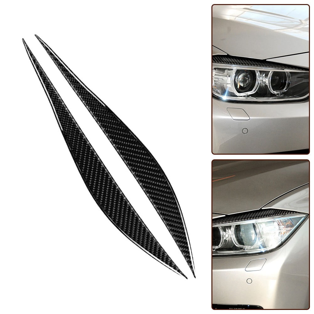 2 Pcs Carbon Fiber Car Headlight Eyebrows Eyelid Cover Trim for BMW 3 ...