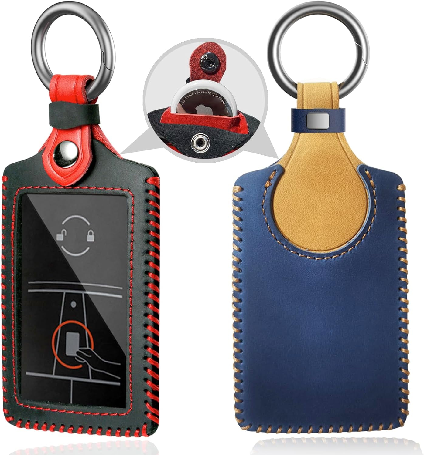 2 Pcs Card Holder Case for Tesla Key Card Leather Protective Case Cover ...