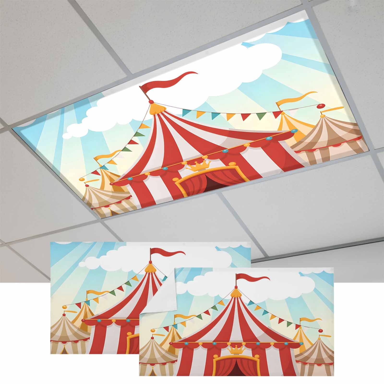2 Pcs Cartoon Circus Fluorescent Light Covers Carnival Tent Playground ...