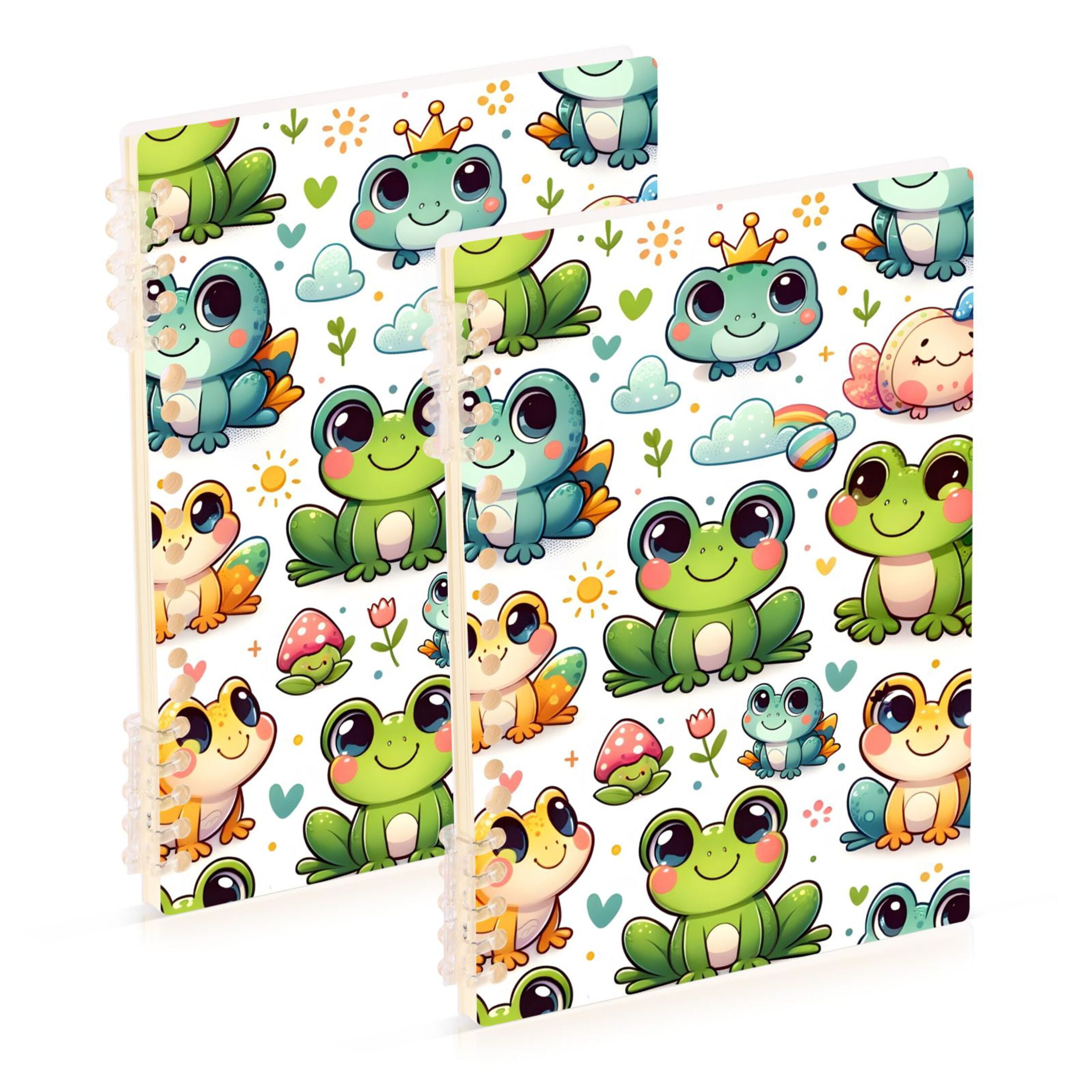 2 Pcs Cartoon Frog with Cloud Spiral Notebooks 60 Sheets 120 Pages A5 ...