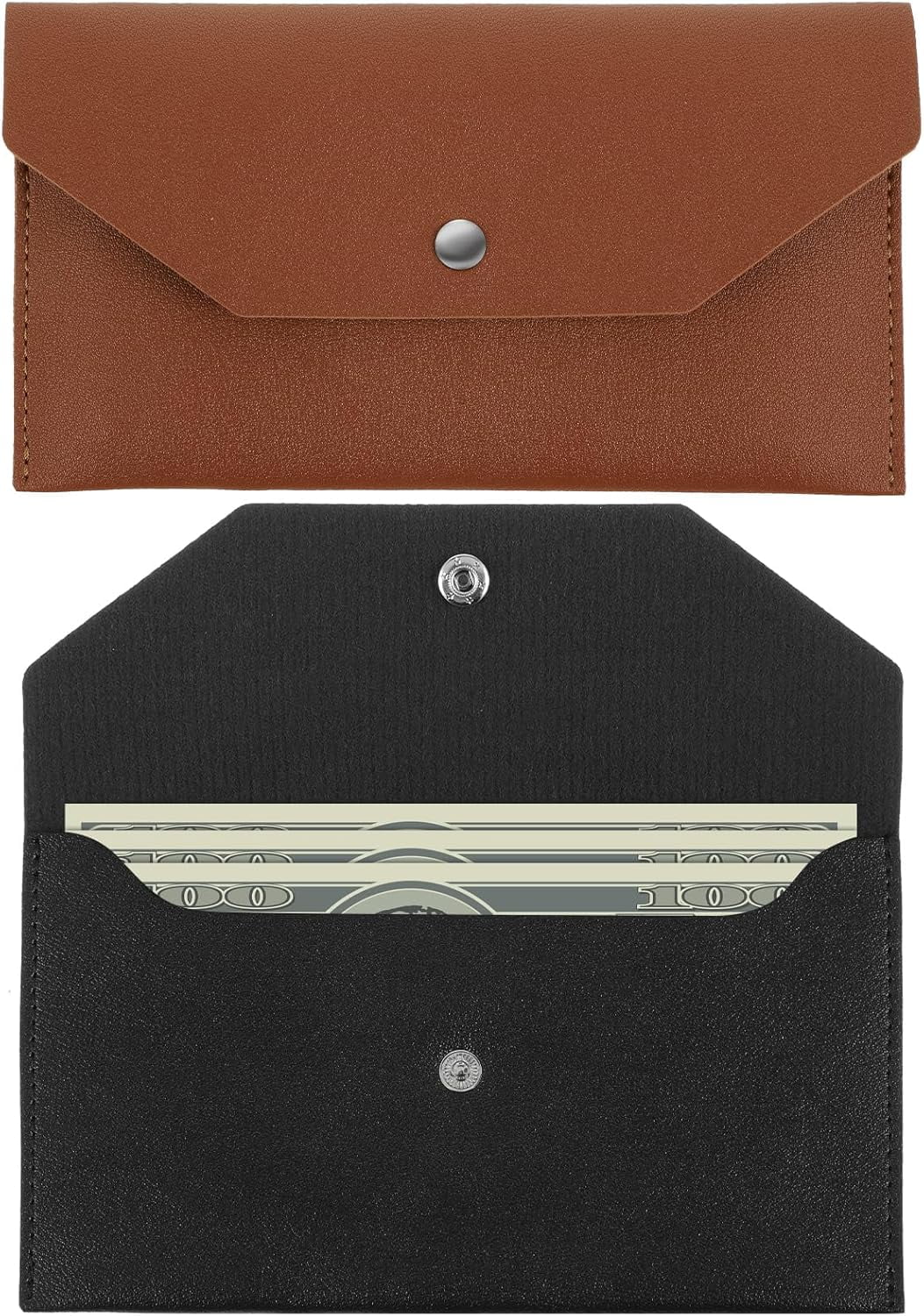 2 Pcs Cash Envelope Wallet PU Leather Money Envelopes for Cash Reusable ...
