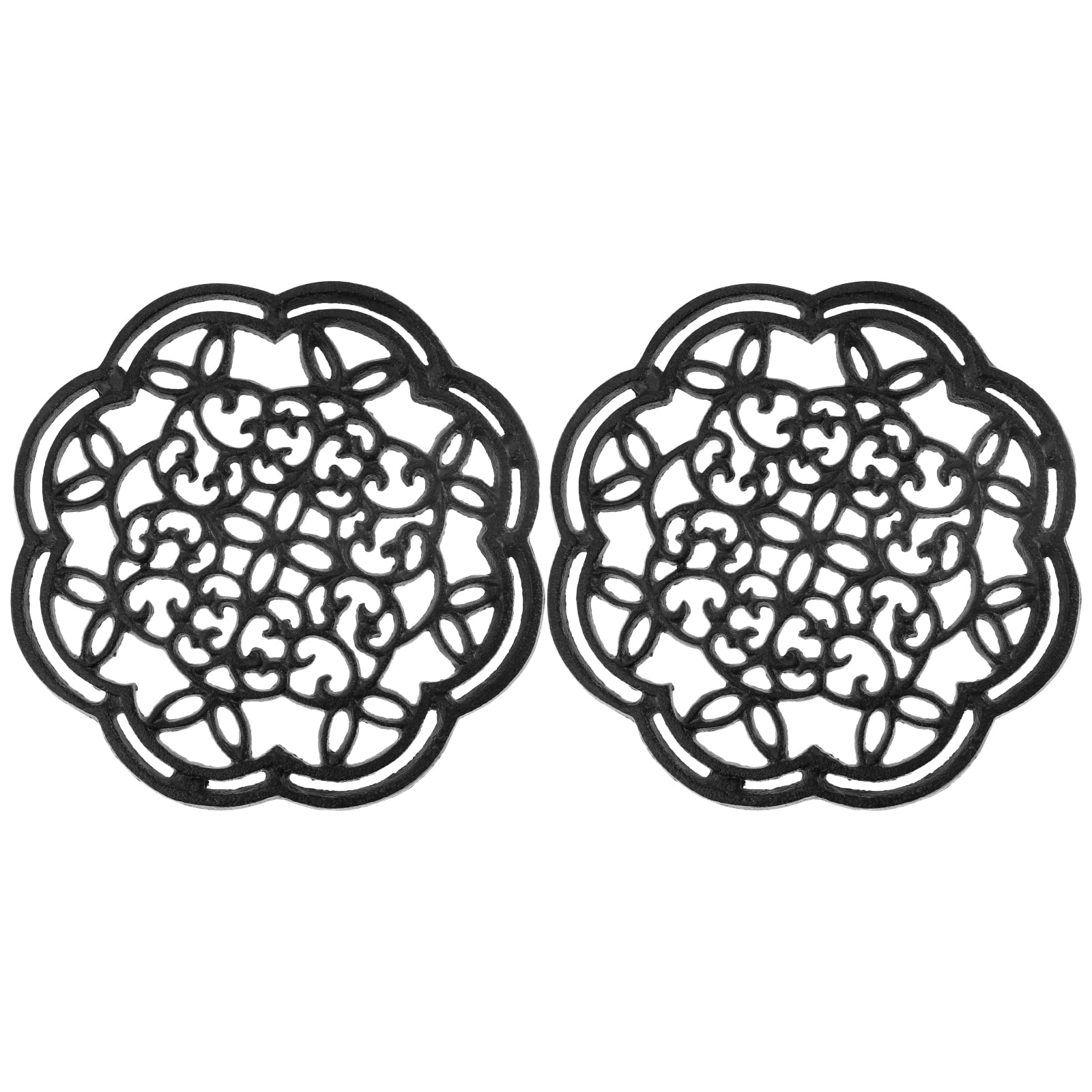 2 Pcs Cast Iron Trivet with Nonslip Feet Round Metal Trivet Heavy Duty ...
