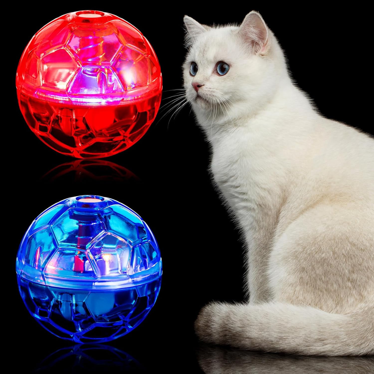 2 Pcs Cat Ball Ghost Hunting Light up Cat Balls Toy Motion LED Motion ...