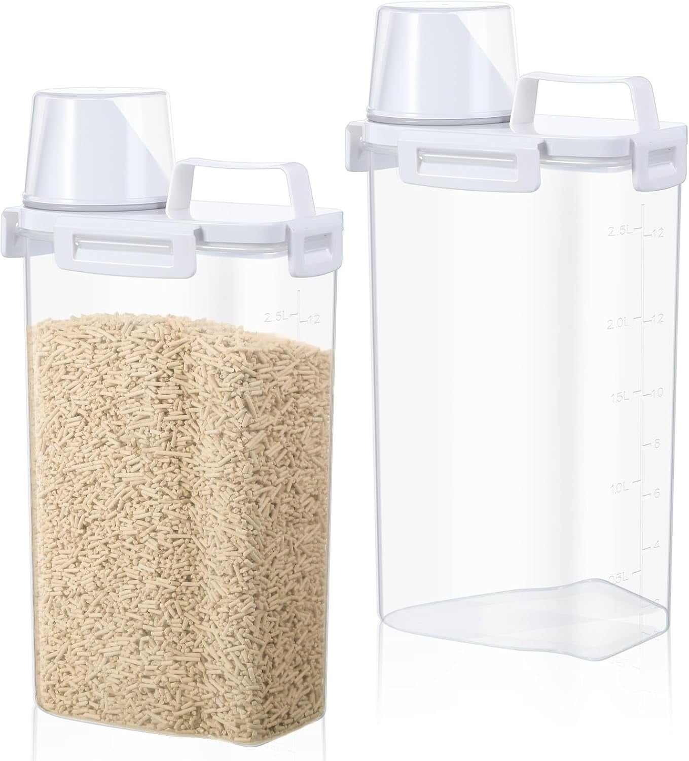 2 Pcs Cat Litter Storage Container with Airtight Lid and Handle Cat ...