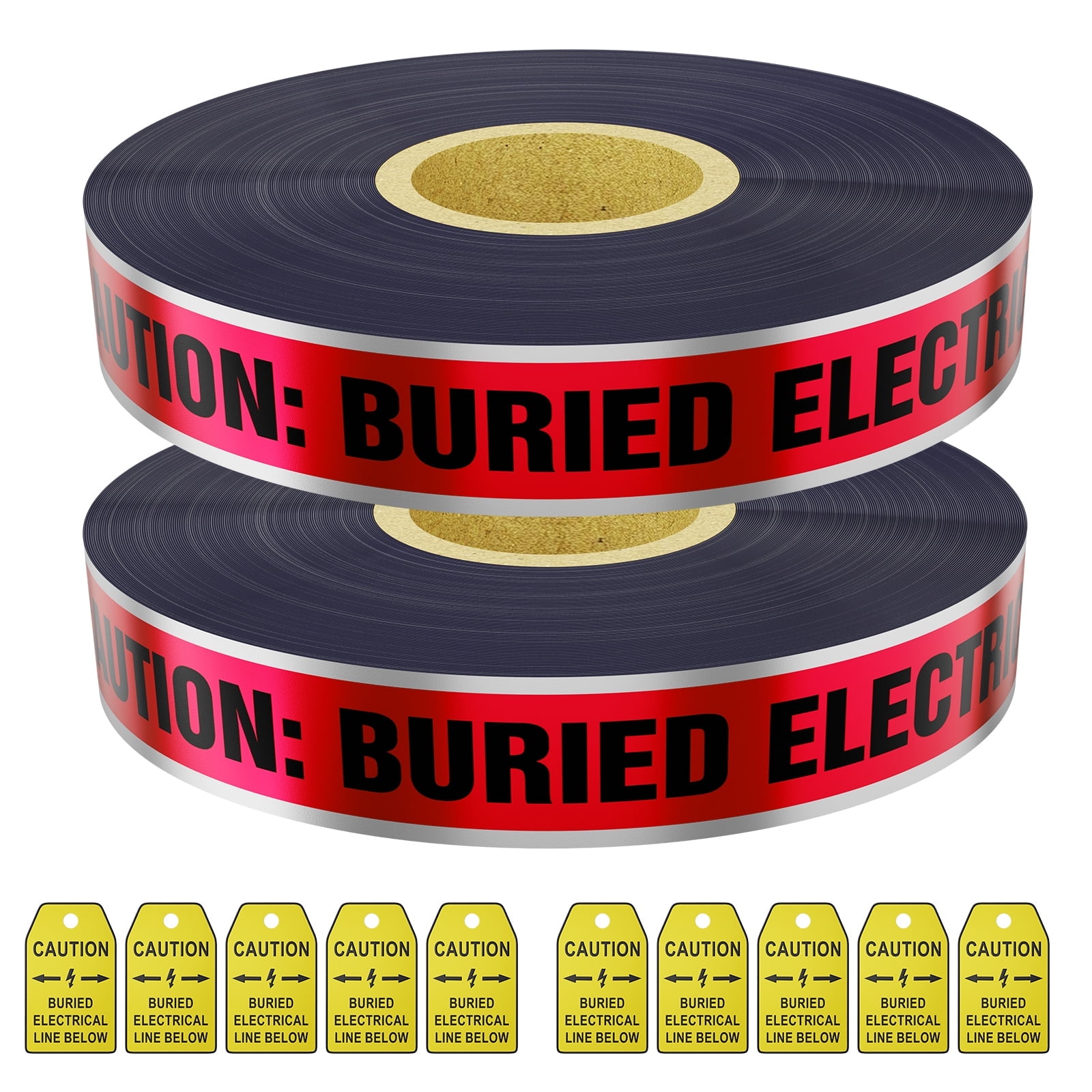 2 Pcs Caution Tape "Buried Electric Line Below" 2 Inch x 1000 Foot 5 ...