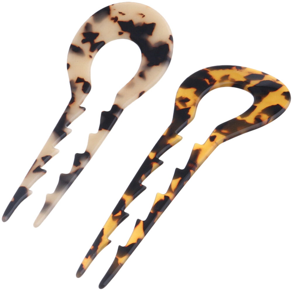 2 Pcs Cellulose Acetate Sheet Hairpin Shape for Bun Miss - Walmart.com