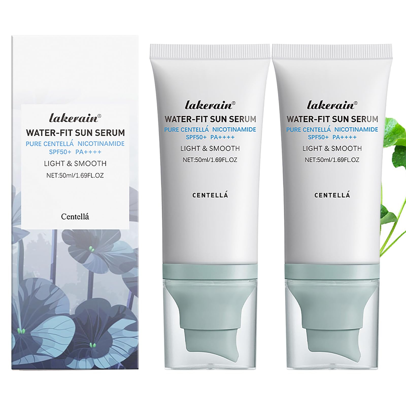 2 Pcs Centella Sunscreen, XEF1 Light & Smooth Centella Water-Fit Sun ...