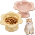 2 Pcs Ceramic Raised Cat Bowls - Flower Design, 7 oz Tilted Elevated ...