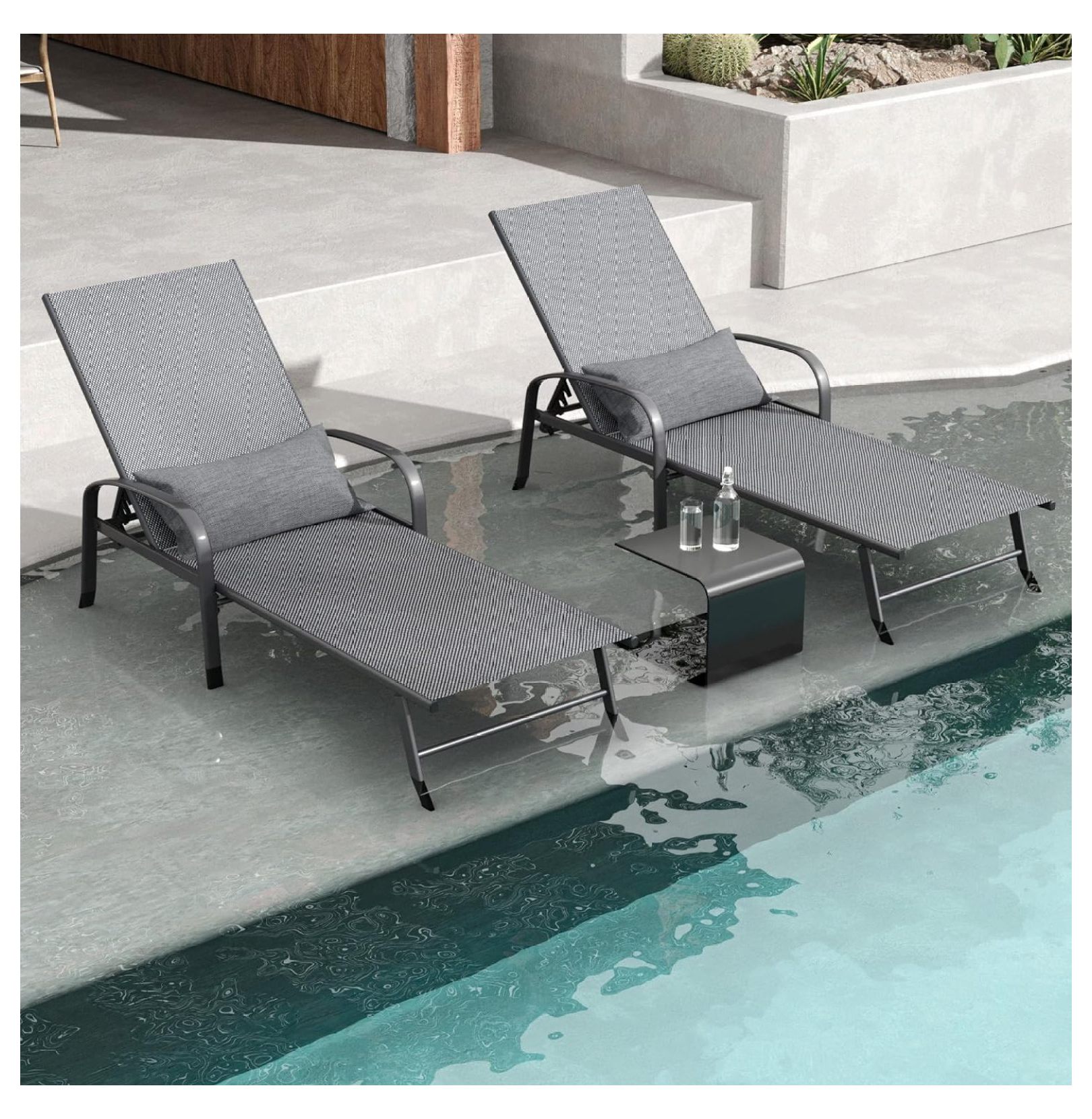 2 Pcs Chaise Lounge Chair Outdoor Patio Pool Lounge Chairs for Outside ...