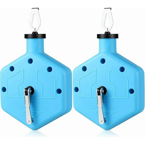 2 Pcs Chalk Line Tool 100 ft Portable Chalk Line Reel Box with PP Case ...