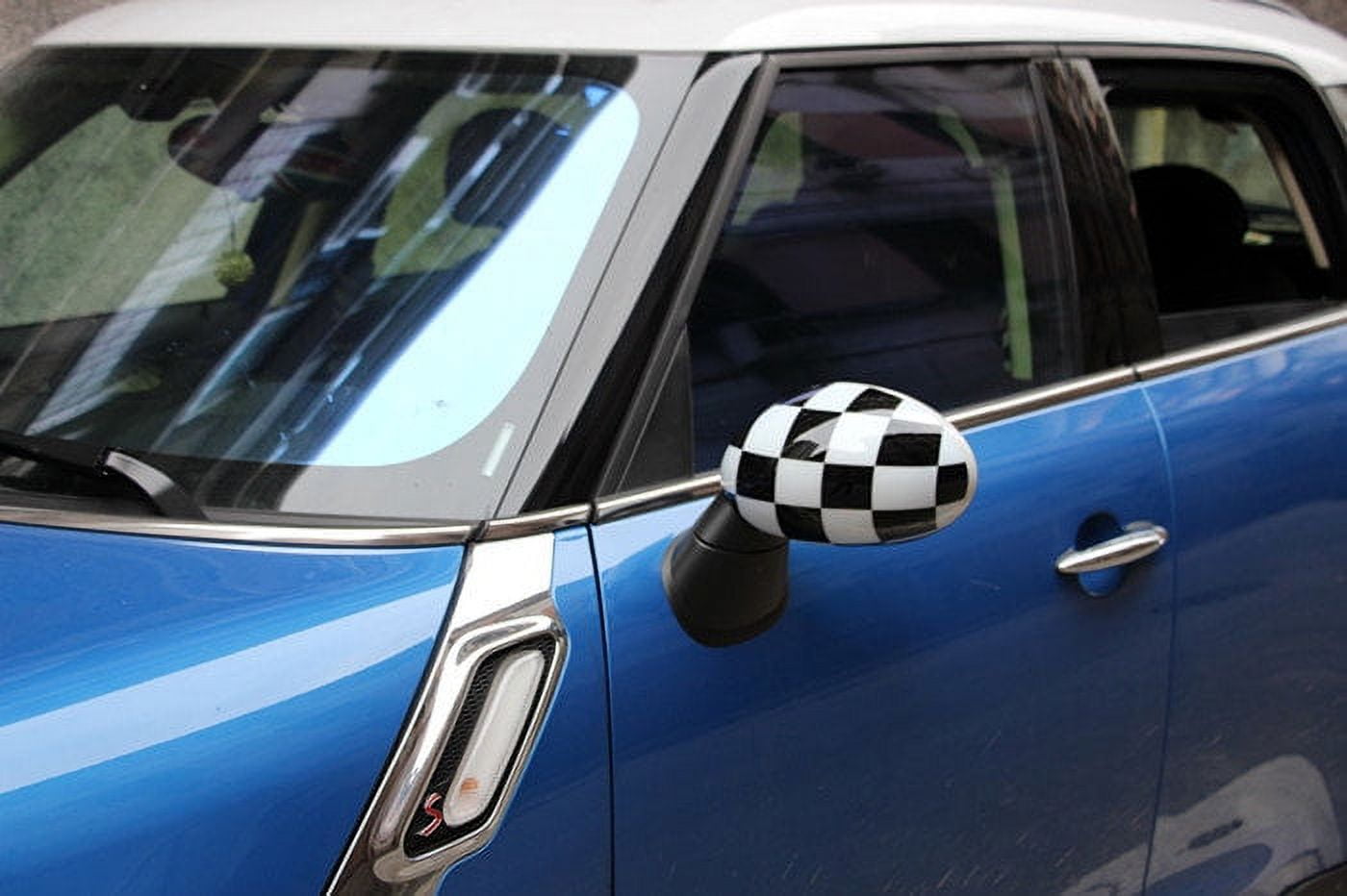 2 Pcs Checkered WING Mirror Covers for MINI Cooper R55 R56 R57 Power ...