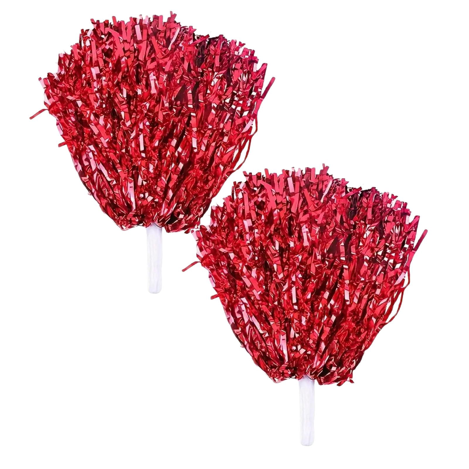 2 Pcs Cheerleading Pom Poms, Metal Foil Plastic Pom Poms Baton Handle ...