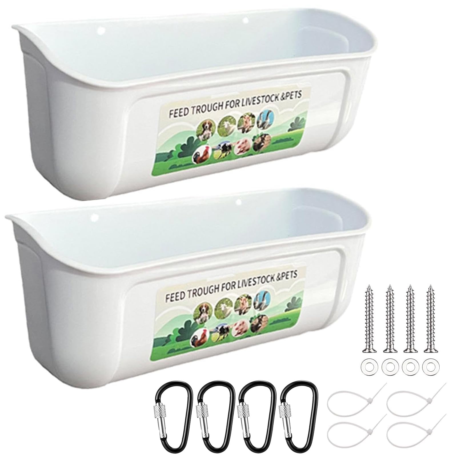 2 Pcs Chicken Goat Hanging Fence Feeder, Trianu 4-Quart Poultry Feed ...