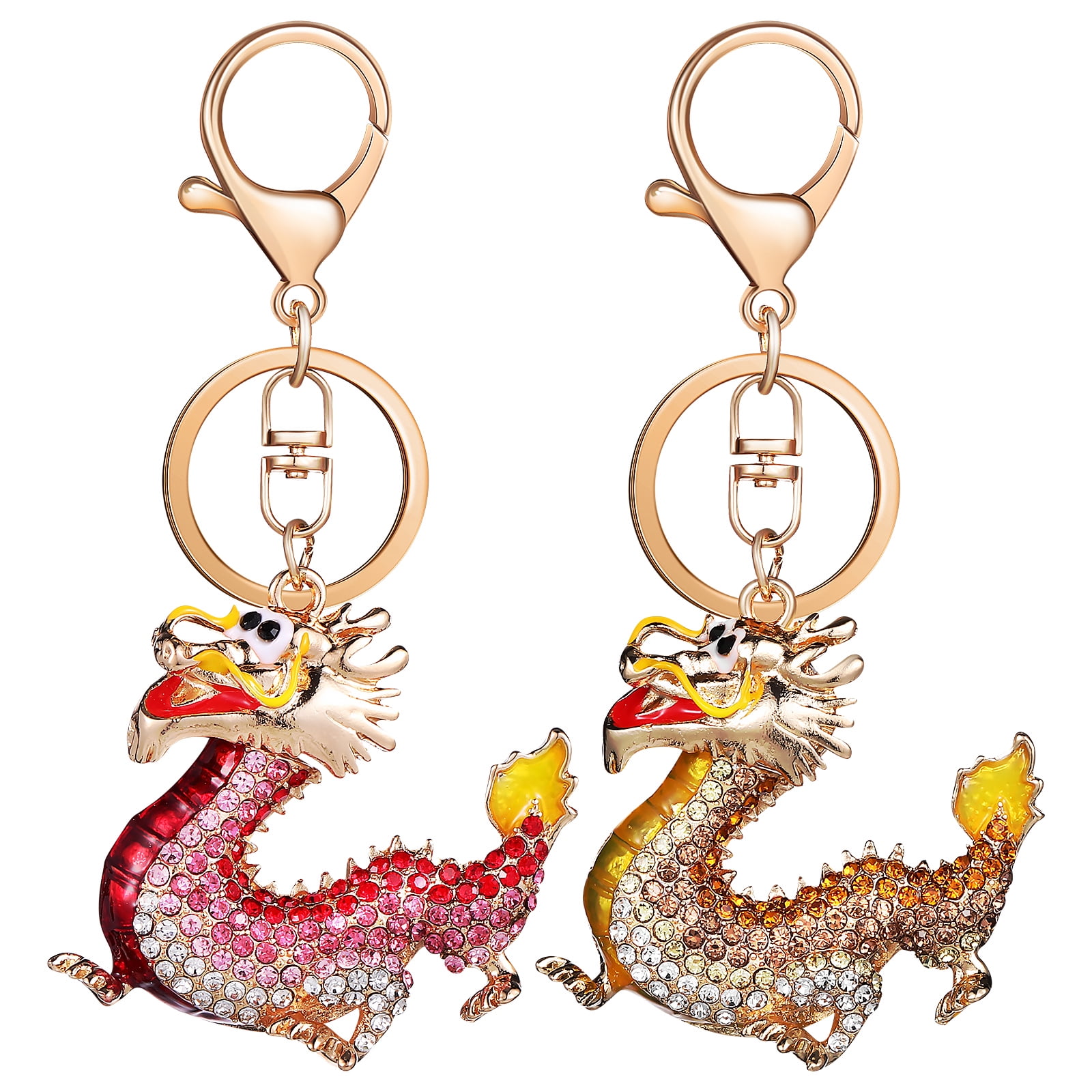 2 Pcs Chinese Dragon Keychains Good Luck Keychain Zodiac Keychain Cute ...