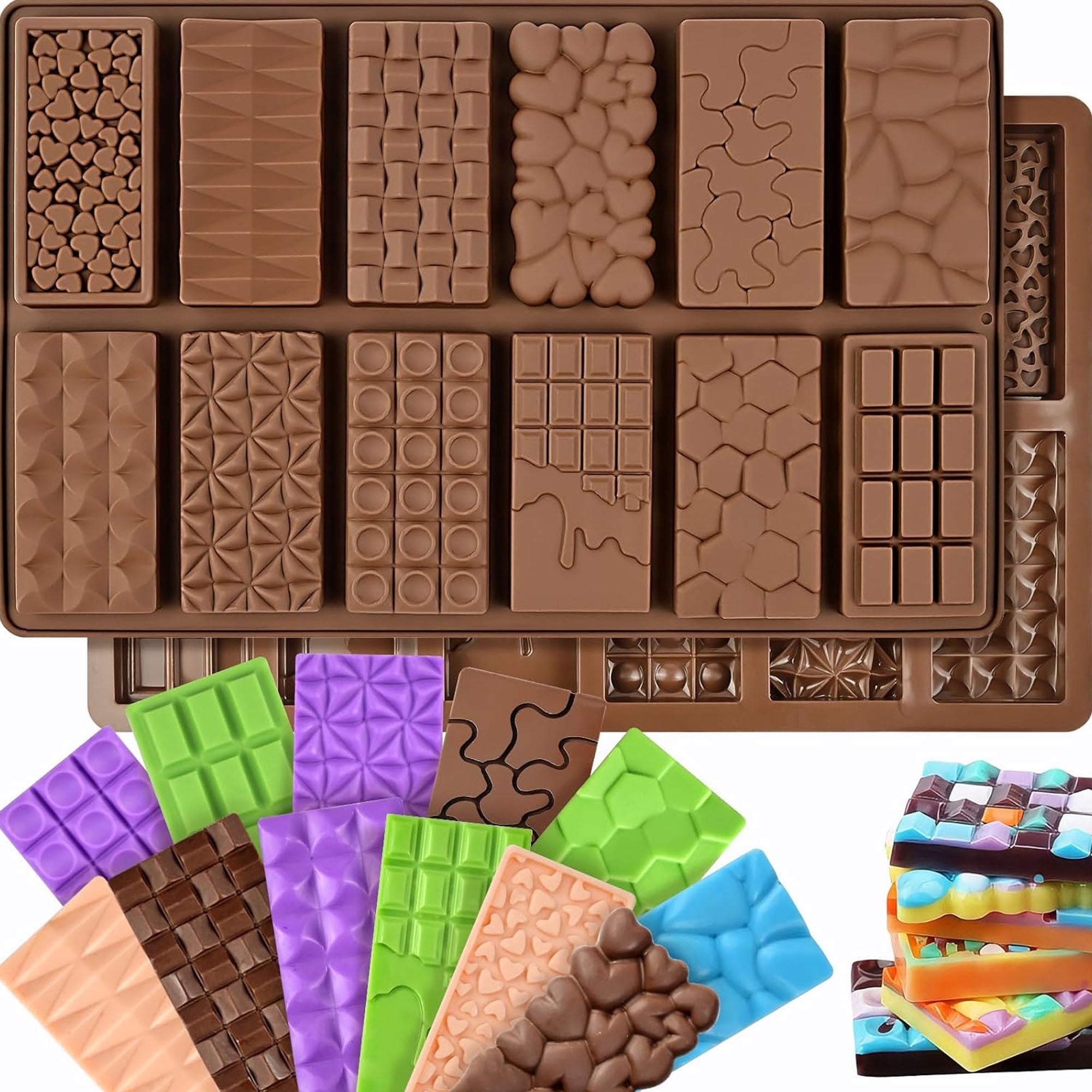 2 Pcs Chocolate Bar Mold, Non Stick Dubai Chocolate Bar Knafeh ...