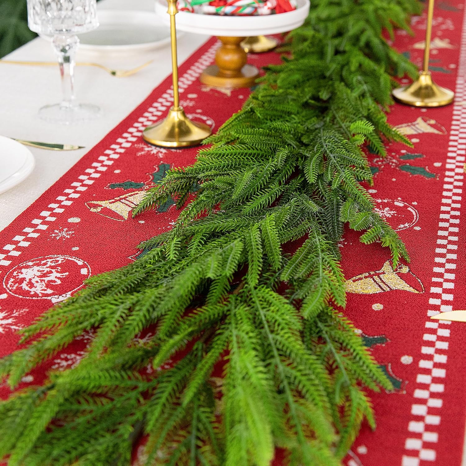 2 Pcs Christmas Norfolk Pine Garland, 4 Ft Dense Real Touch Pine ...
