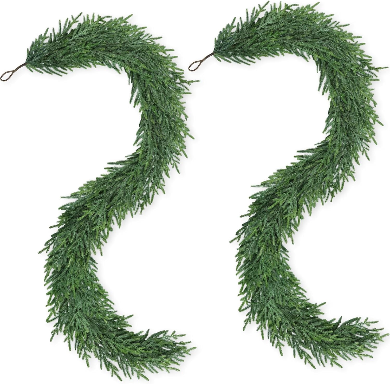 2 Pcs Christmas Pine Garland, 6 Ft Real Touch Pine Garland, Artificial ...