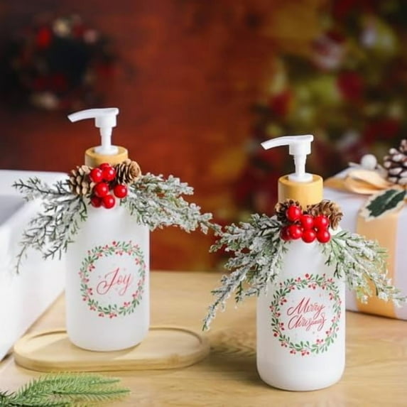 2 Pcs Christmas Soap Dispenser 2 Pcs Red Berry Branch Decoration ...