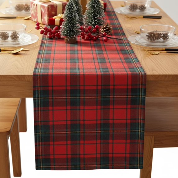 2 Pcs Christmas Tartan Plaid Table Runner 72 x 13 Inch Red Green ...