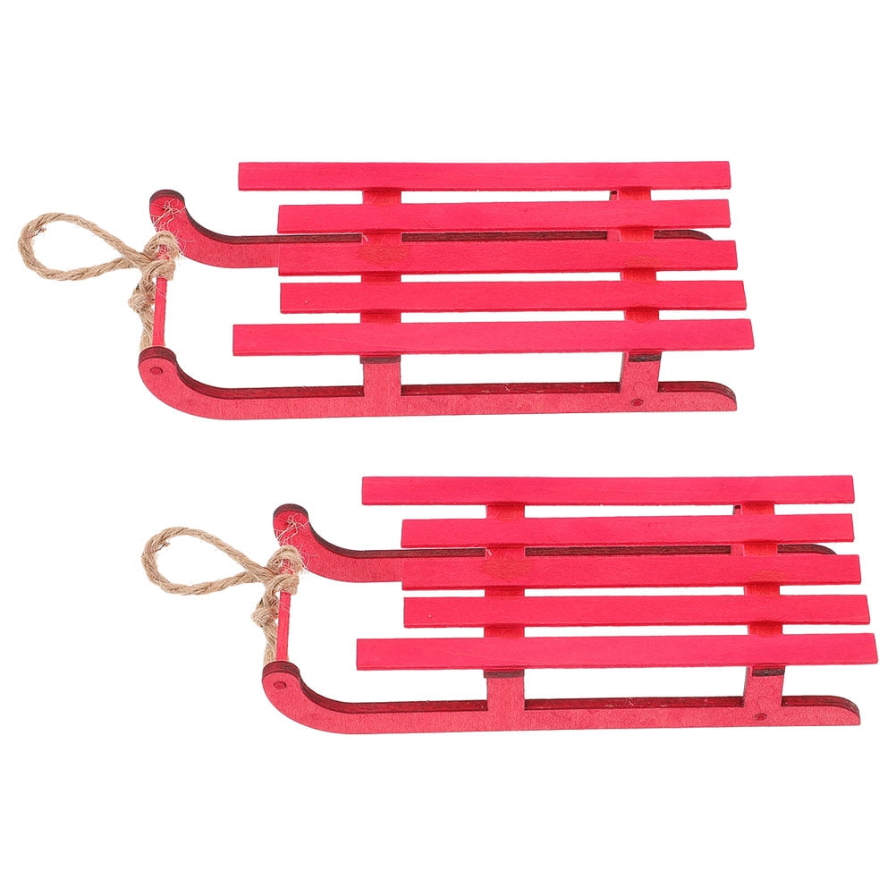 2 Pcs Christmas Tree Outdoor Decorations Rustic Holiday Sled Sleigh ...