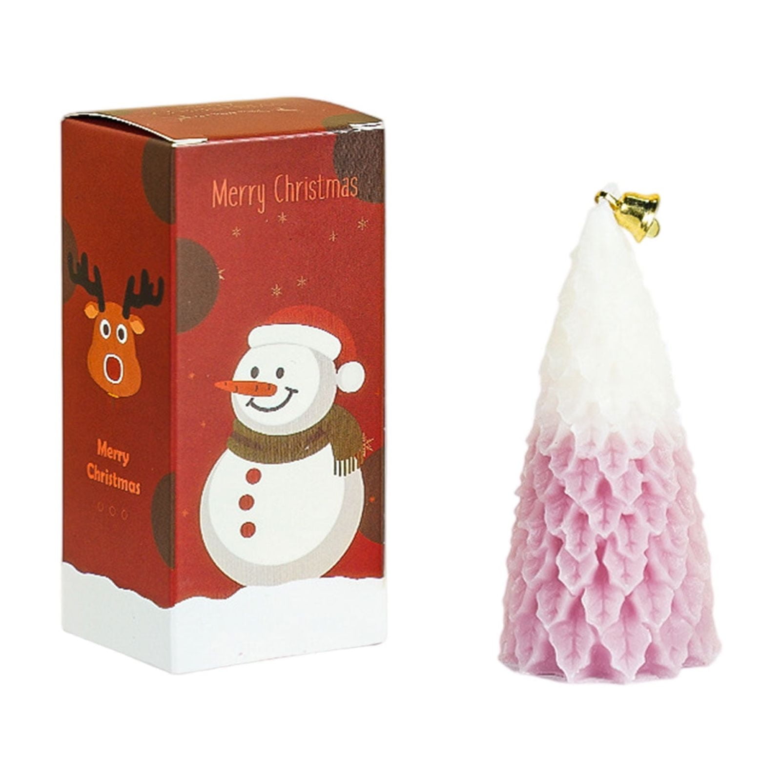 2 Pcs Christmas Tree Shaped Candles Large Pink Xmas Wax Scented Candles ...