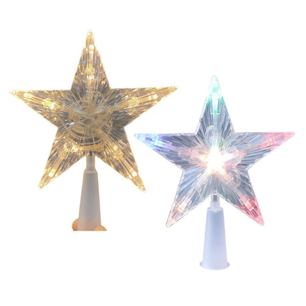 2 Pcs Christmas Tree Topper Star with LED Lighted Star Treetop,Holiday ...