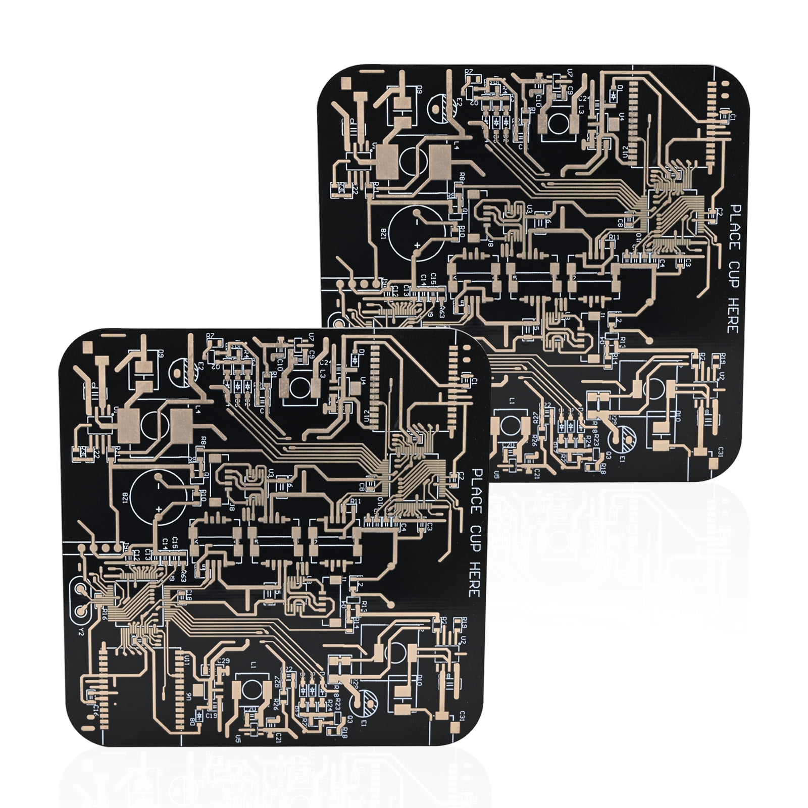 2 Pcs Circuit Board Coasters Coasters for Drinks in PCB-Design Black ...