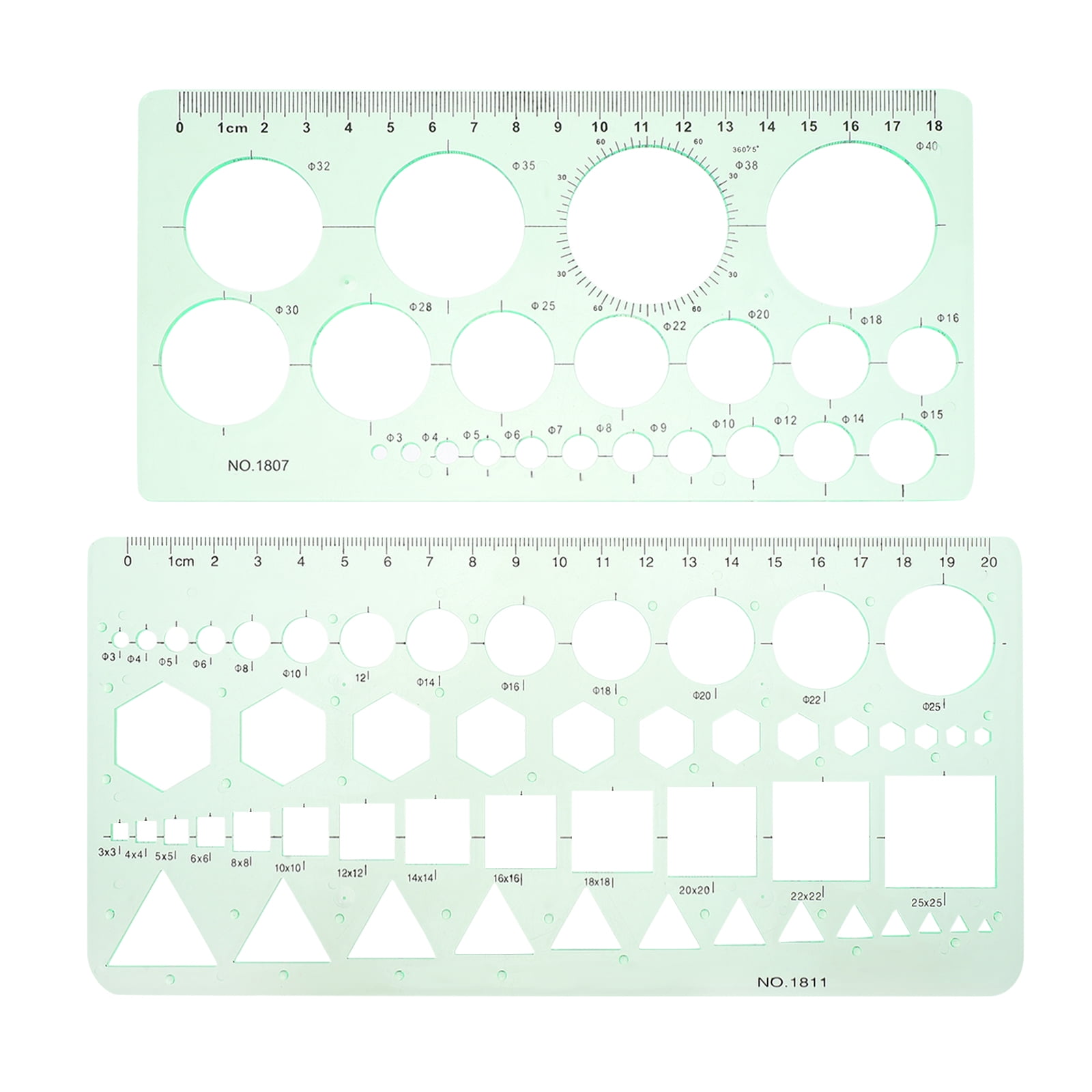 2 Pcs Circular Template Diagram Transparent Circle Rulers Drawing ...