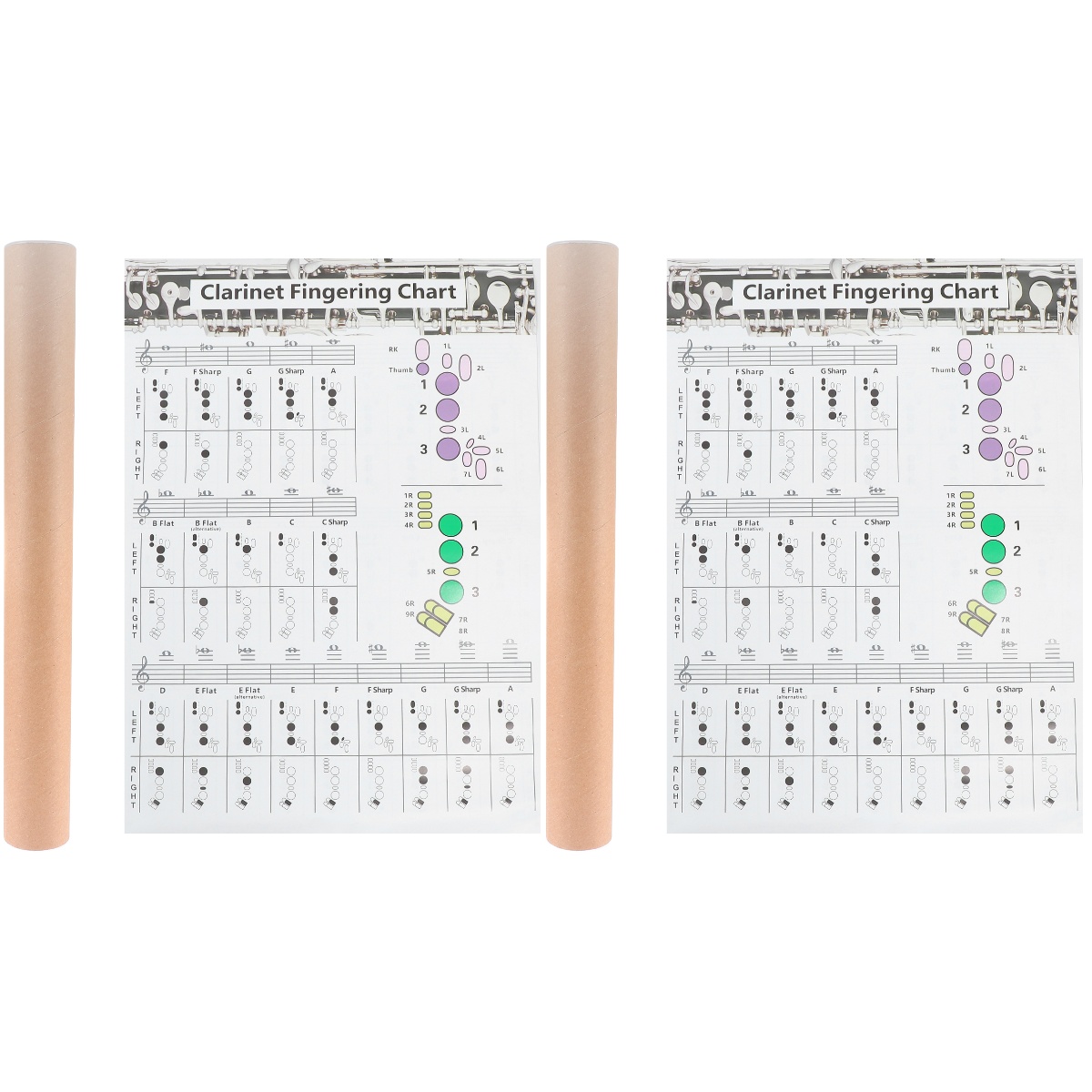 2 Pcs Clarinet Chart Poster Chord Score Position Guide - Walmart.com