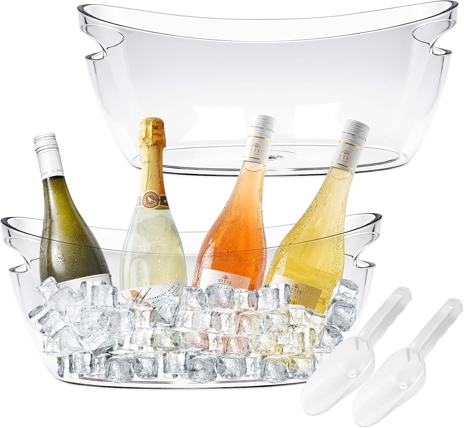 2 Pcs Clear 5L Acrylic Ice Buckets – with 2 Scoops, Beverage Coolers ...