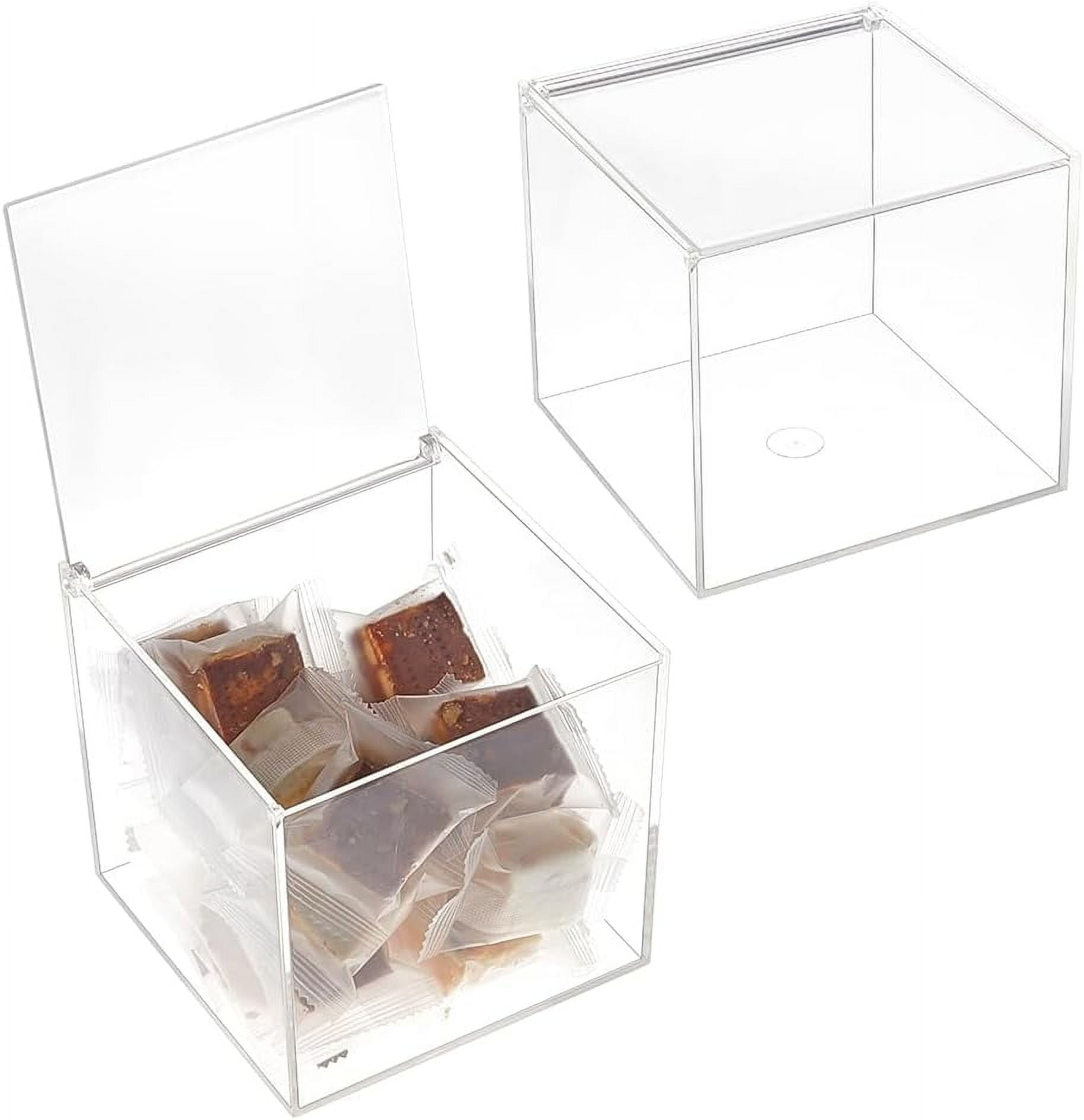 2 Pcs Clear Acrylic Box with Lid 12cm/4.7 Inch Acrylic Square Cube ...