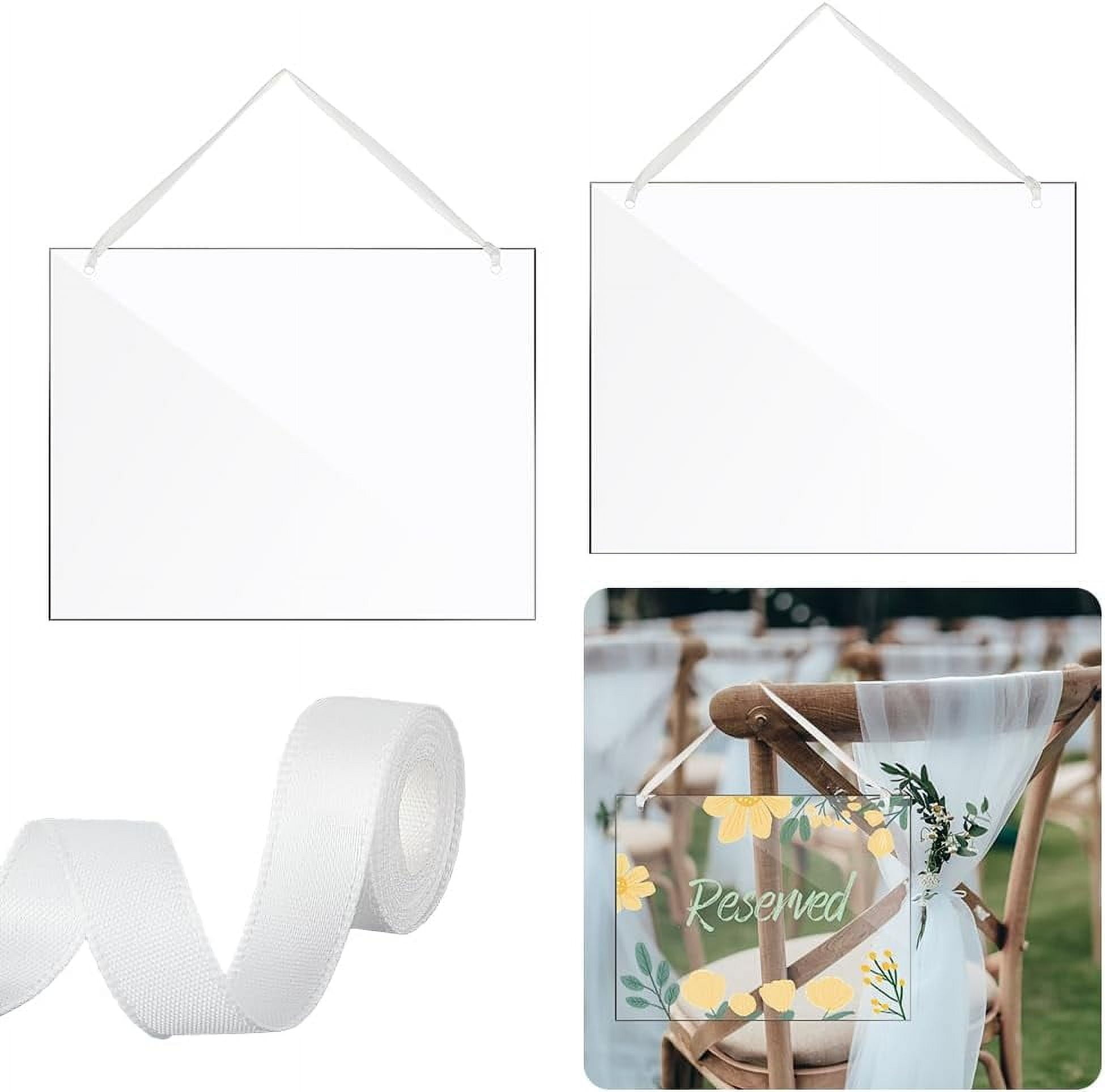 2 Pcs Clear Acrylic Hanging Sign 8.66"x11" Wedding Chair Signs Reserved ...