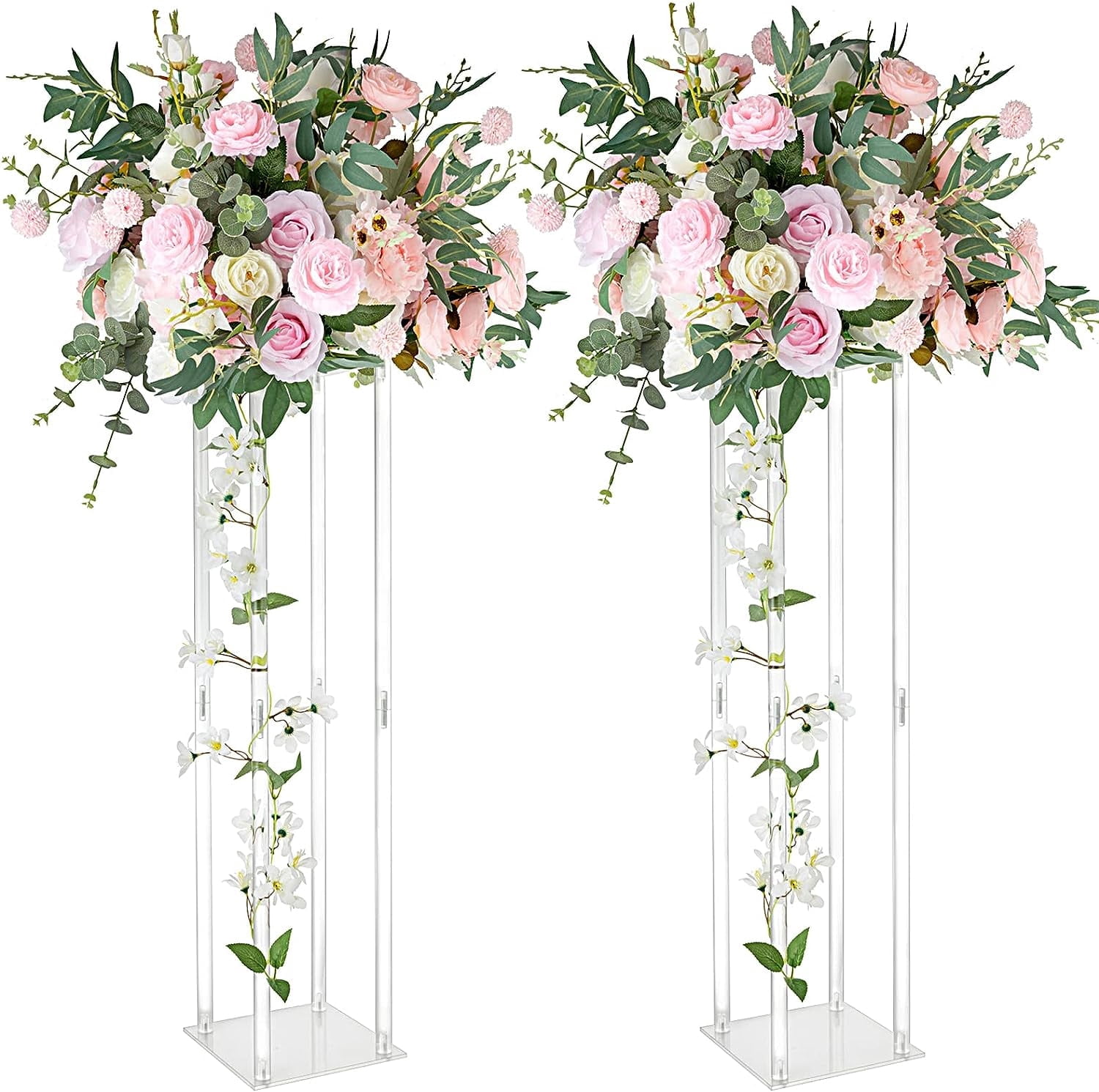 2 Pcs Clear Acrylic Vases Wedding Centerpieces for Tables,31.5in ...
