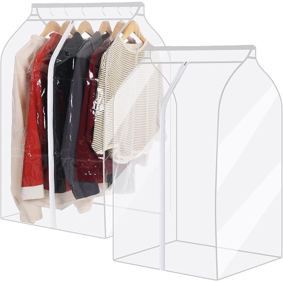 2 Pcs Clear Garment Bags for Hanging Clothes 47'' Hanging Garment Bags ...