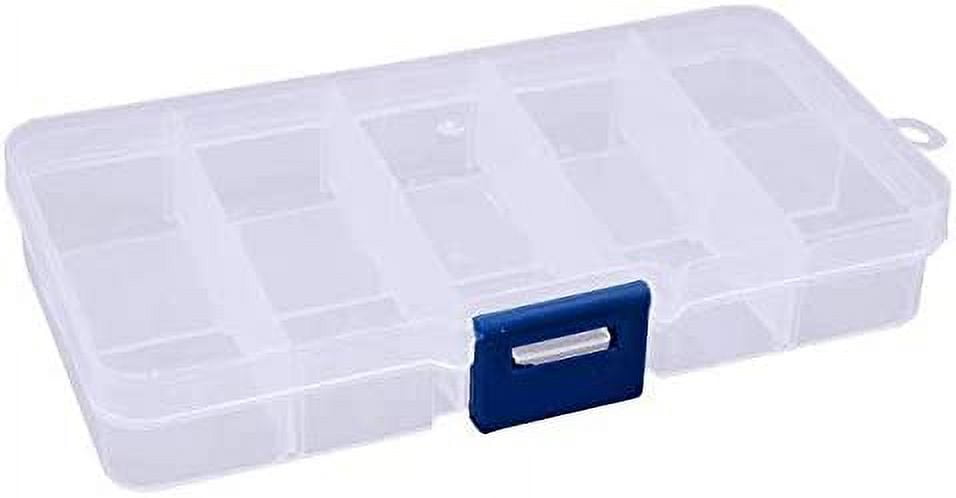 2 Pcs Clear Plastic Compartment Storage Box with Adjustable Divider ...