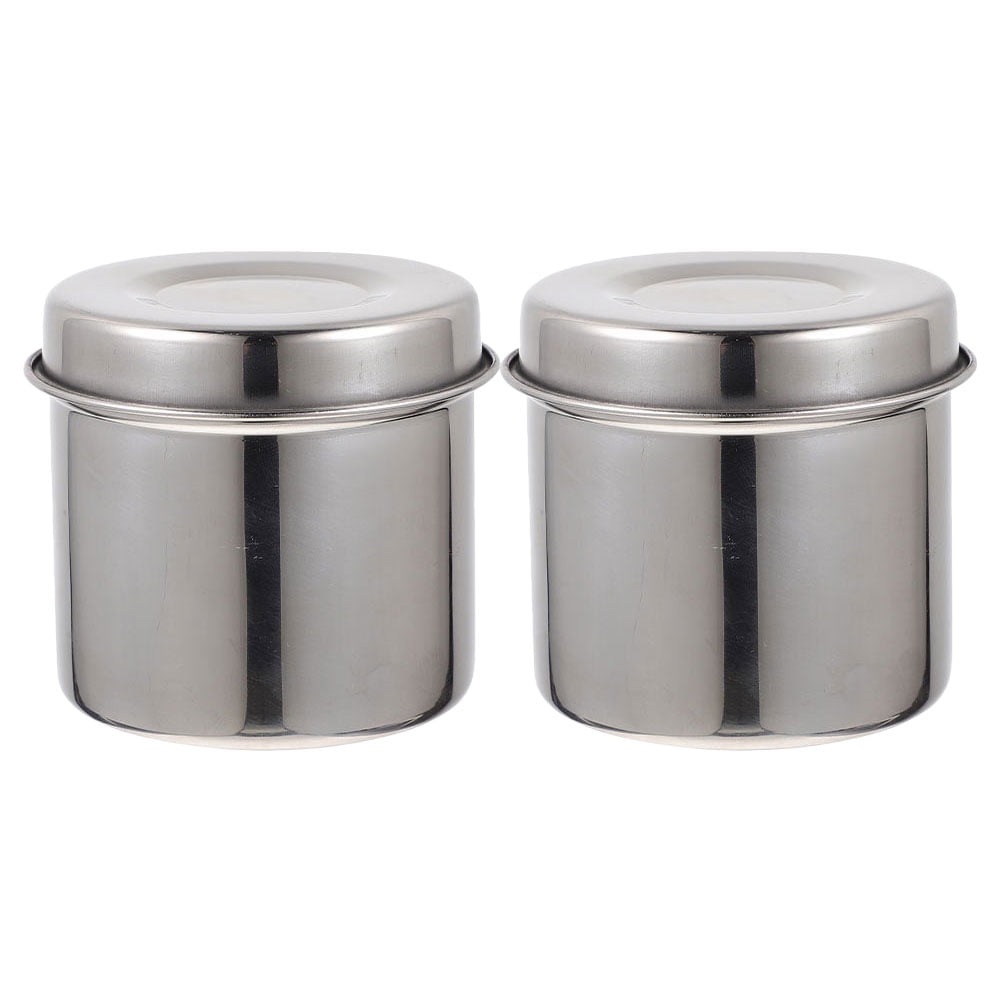 2 Pcs Clinics Supplies Medical Stainless Steel Ointment Jar Dressing ...