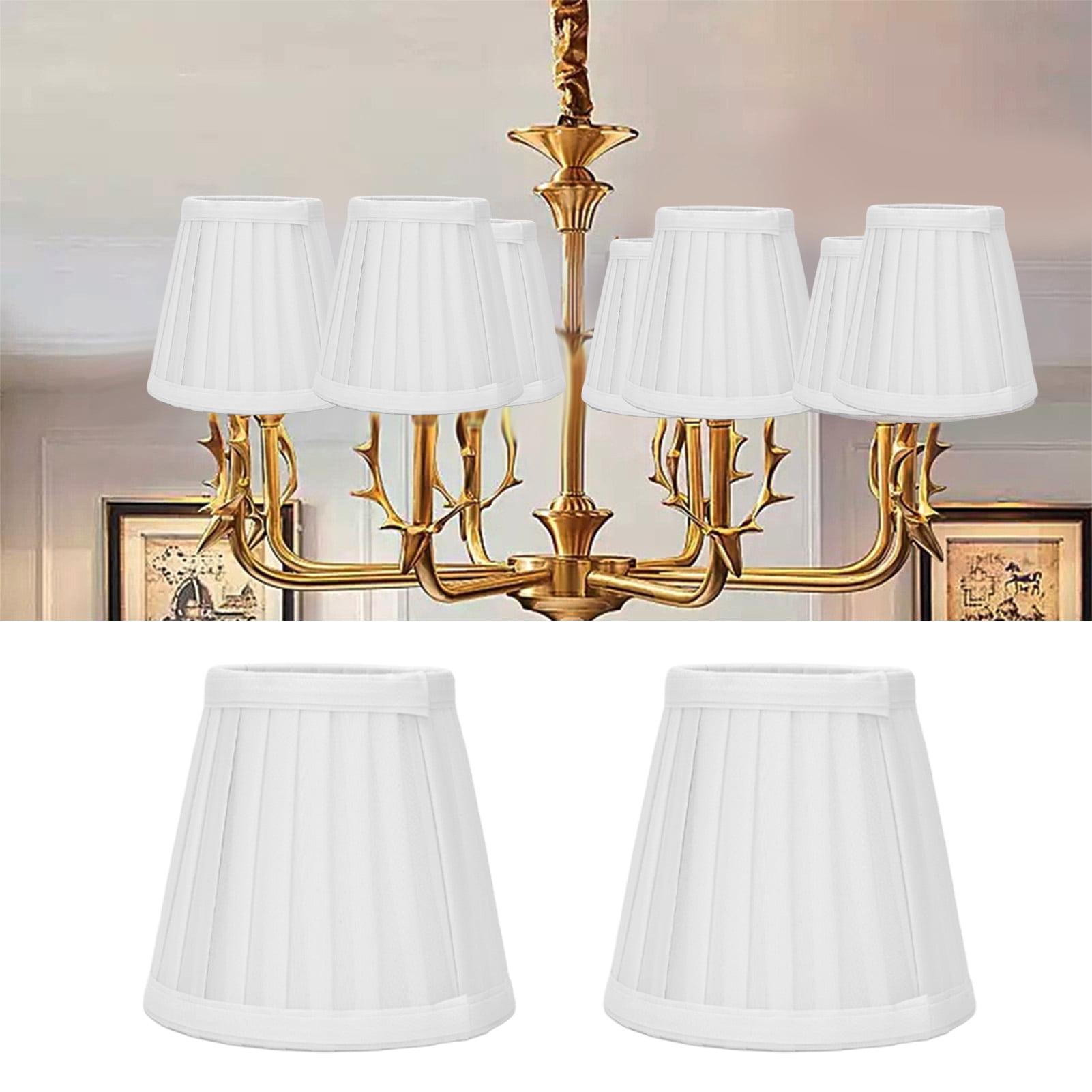 2 Pcs Clip-On Fabric Lamp Shades For E14 Bulbs Barrel Design For Table ...