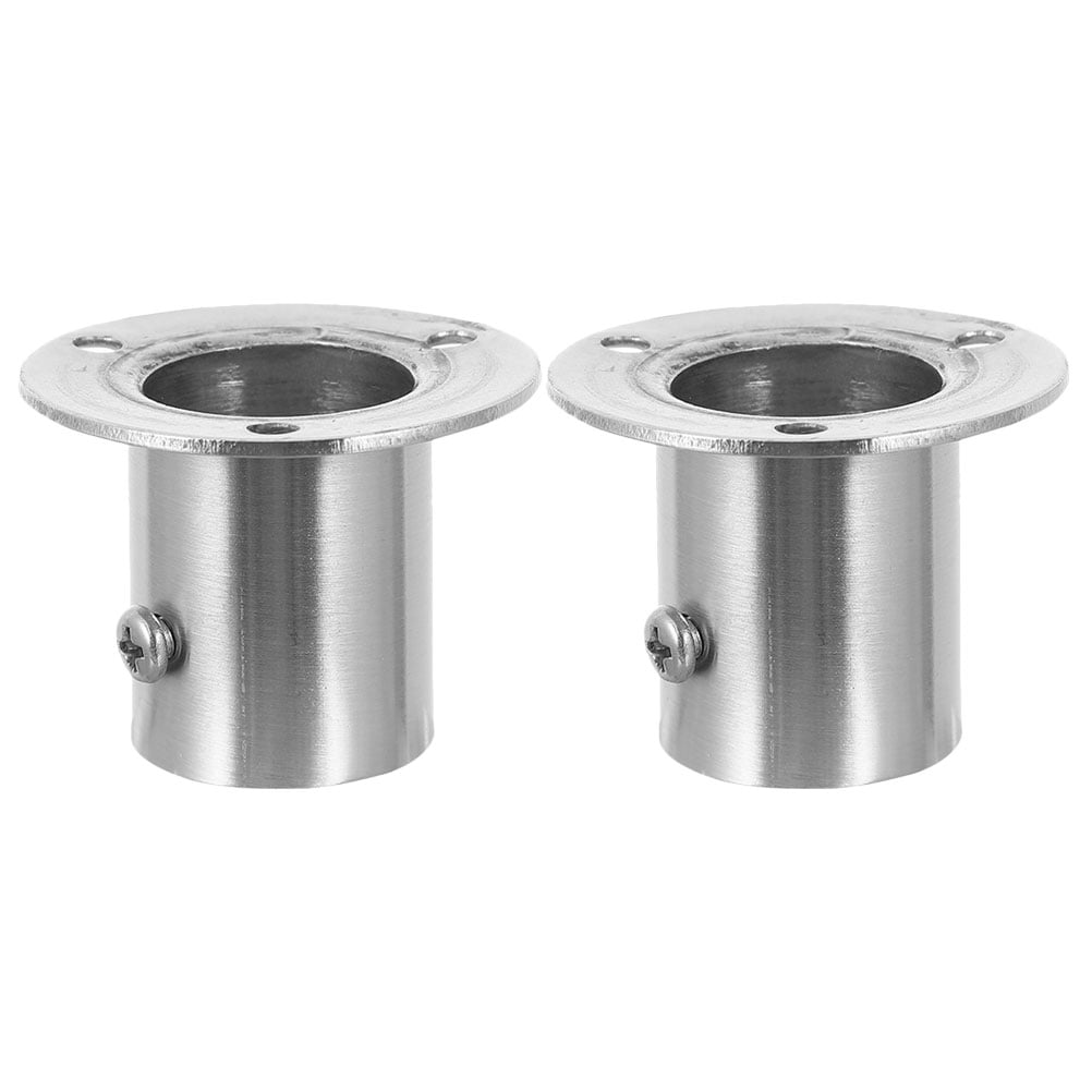 2 Pcs Clothes Pole Base Closet Rod Holders Curtain End Support Socket ...