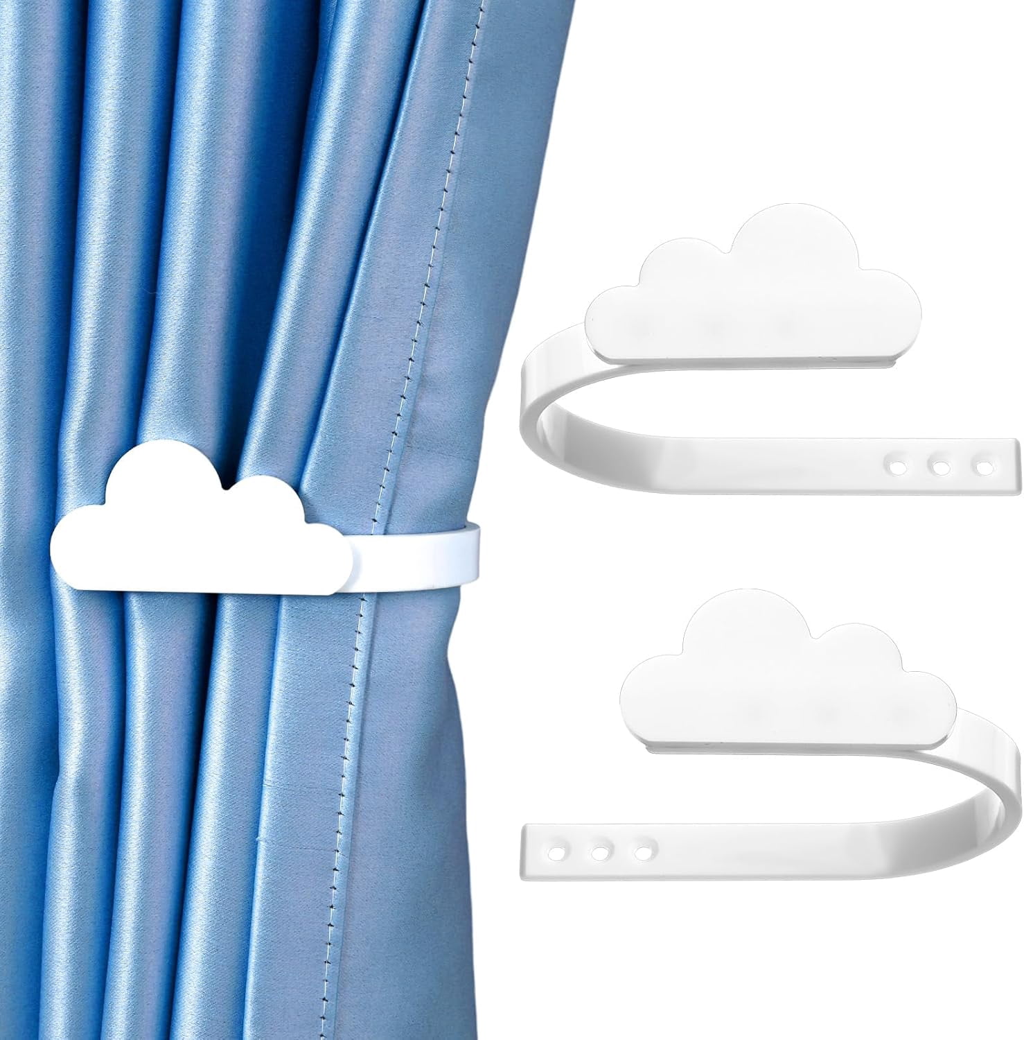 2 Pcs Cloud Curtain Tiebacks Acrylic Curtain Holdbacks with Screw Wall ...
